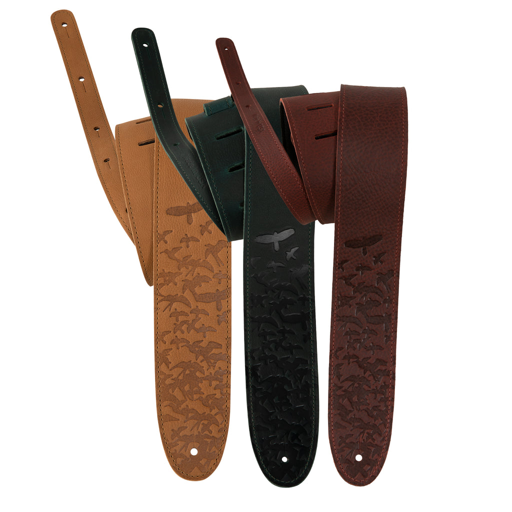 PRS 2.5” Leather Bird Swarm Strap (Green, Rust, and Tan) – PRS Guitars ...